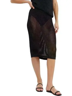 BENETTON Knitted Midi Skirt - Black
