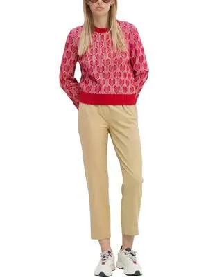 BENETTON Patterned Round Neck Sweater - Red