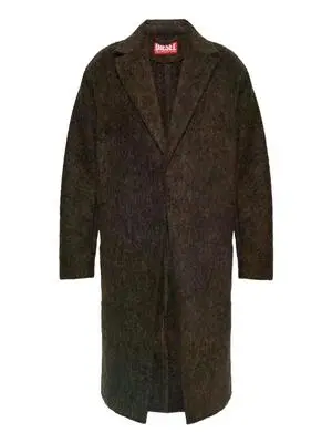 DIESEL® Brushed Wool Blend Mid-length Coat - Brown