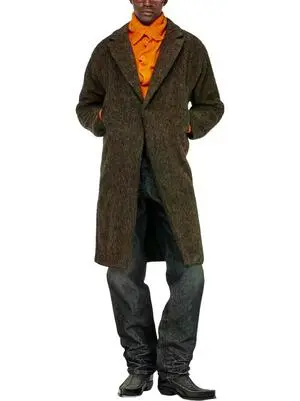 DIESEL® Brushed Wool Blend Mid-length Coat - Brown