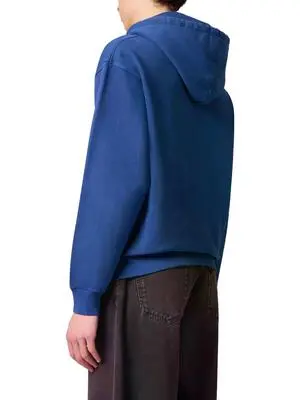 MSGM Logo Embroidered Drawstring Hoodie - Blue