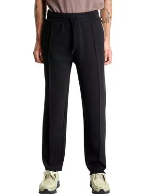 Hugo Interlock-cotton-blend Tracksuit Bottoms With Metallic Logo - Black
