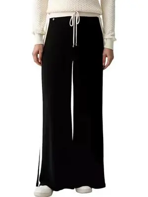 Joseph Ribkoff Wide Leg Track Pants With Drawstring Waist - Black