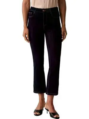 FRACOMINA Cropped Flared Jeans With Contrast Stitching - Blue
