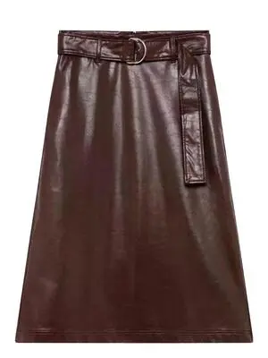 MSGM Belted Asymmetric Midi Skirt - Brown