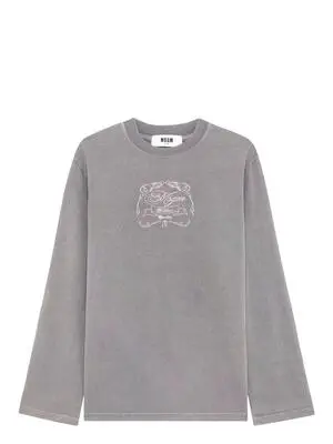 MSGM Embroidered Long-sleeve T-shirt - Grey