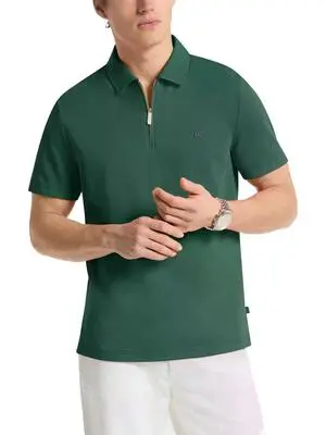 Michael Kors Cotton Blend Piqué Zip-up Polo Shirt - Green