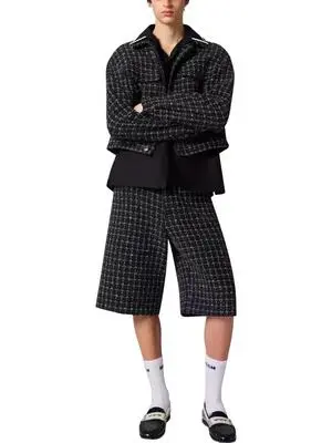 MSGM Tweed Check Tailored Shorts - Black