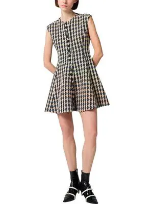 MSGM Argyle Pattern Button-front Dress - Black