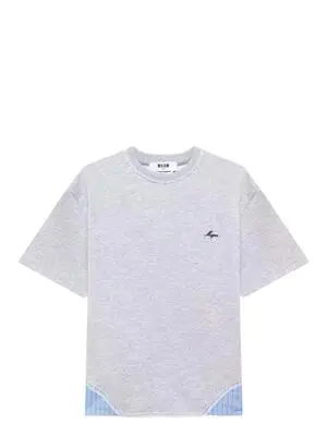 MSGM Lace-trimmed Logo T-shirt - Grey