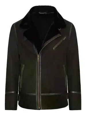 BIGARDINI Jordan Shearling-collar Leather Coat - Black