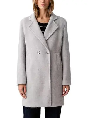 FRACOMINA Double-breasted Textured Coat With Notched Lapels - Grey