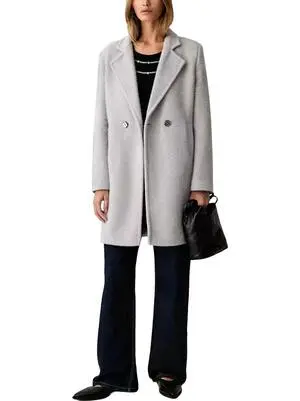 FRACOMINA Double-breasted Textured Coat With Notched Lapels - Grey