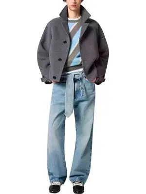 MSGM Raglan Sleeve Button-up Jacket With Notched Lapels - Grey