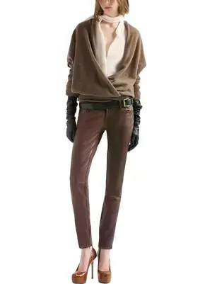 7 For All Mankind Wrap V-neck Sweater - Brown