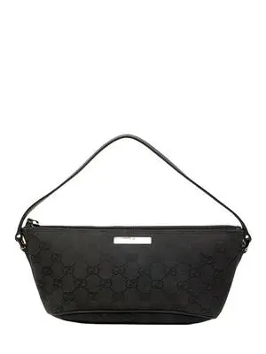 Gucci Gg Canvas Boat Shoulder Bag - Black