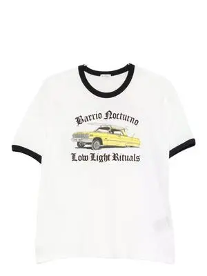 SECOND / LAYER Graphic-print Ringer T-shirt - White