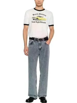 SECOND / LAYER Graphic-print Ringer T-shirt - White