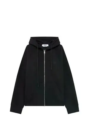 MSGM Logo Patch Zip-up Hoodie - Black