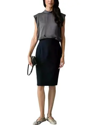 FRACOMINA High-neck Cap-sleeve Top With Rear Button Fastening - Grey