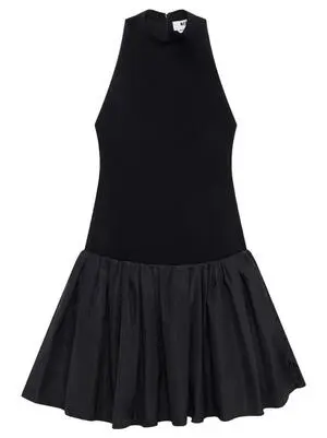 MSGM Halterneck Pleated Midi Dress - Black