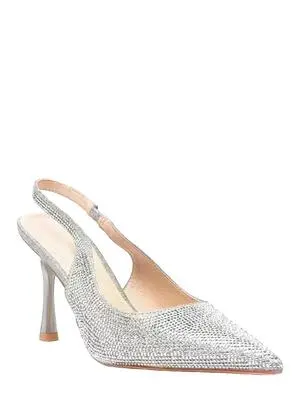 TWENTY FOURHAITCH Hivera Crystal-embellished Slingback Pumps - Silver