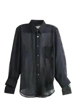 Comme Des Garçons Sheer Lace-sleeve Shirt - Black
