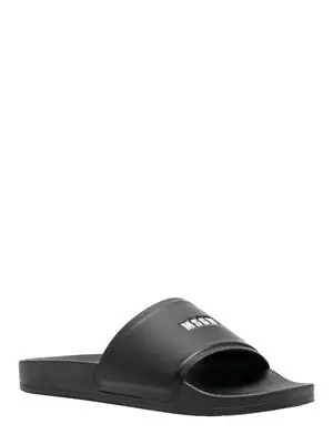 MSGM Logo Print Sliders - Black