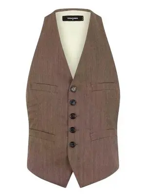 DSQUARED2 Dsquared2 Oversized Crinkled Micro-Herringbone Wool Waistcoat
