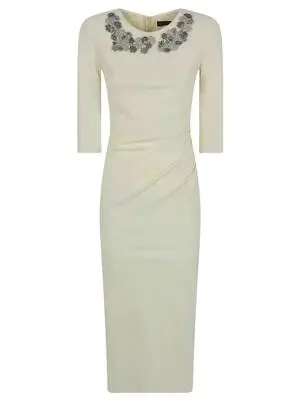 Chiara Boni La Petite Robe Beaded Midi Dress - Neutrals