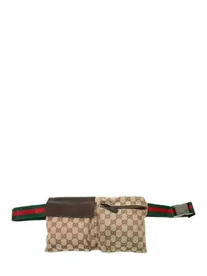 Gucci Gg Canvas Web Double Pocket Belt Bag - Neutrals