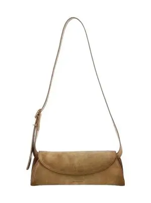 JIL SANDER Suede Foldover Shoulder Bag - Brown