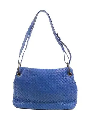 Bottega Veneta Intrecciato Lambskin Shoulder Bag - Blue