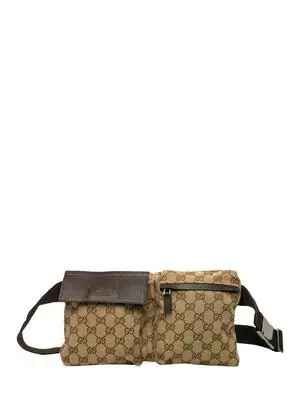 Gucci Gg Canvas Double Pocket Belt Bag - Brown