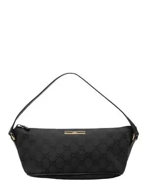 Gucci Gg Canvas Boat Shoulder Bag - Black