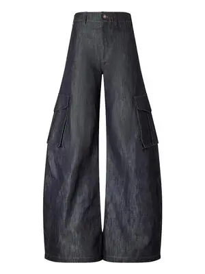 Gabriela Hearst Eos Cotton And Linen-blend Cargo Pants - Blue