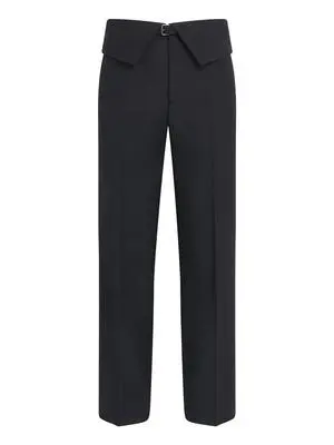 Dries Van Noten Folded Waist Straight Leg Trousers - Black