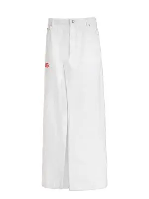 Dolce & Gabbana Maxi Denim Skirt With Front Slit - Multicolor