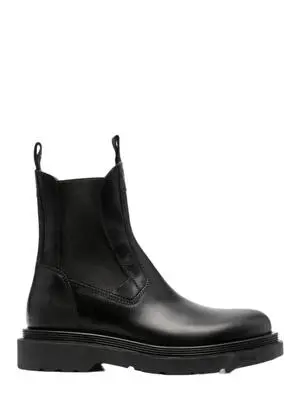 BUTTERO® Elasticated-panel Leather Chelsea Boots - Black