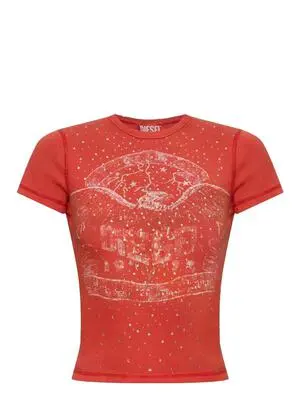 DIESEL® Crystal-embellished Graphic Print T-shirt - Red