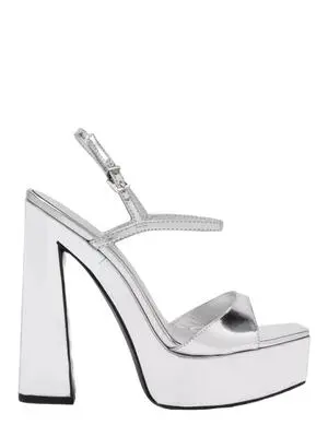 Schutz Metallic Platform Sandals - Silver