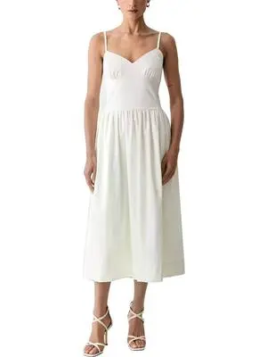 MORGAN Smocked Tie-back Midi Dress - Neutrals