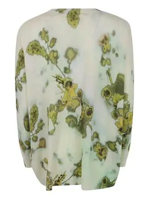IN BED WITH YOU Floral Print Wool V-neck Sweater - White