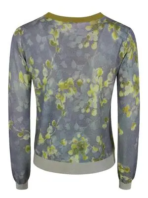 IN BED WITH YOU Floral-print Wool Cardigan - Blue