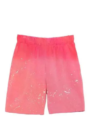 PALE CLOUD Paint-splatter Ombré-effect Shorts - Red