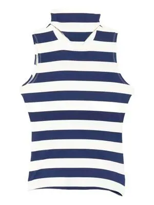 Cynthia Rowley Cynthia Rowley Sutton Sleeveless Top - Striped High Neck Blue