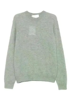 AMARANTO Brushed Knit Crew Neck Sweater - Green
