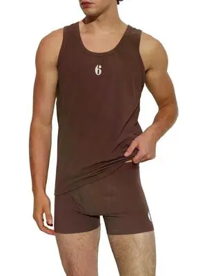 MAISON MARGIELA Logo Print Tank Top - Brown