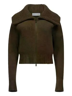 Victoria Beckham Wide-collar Zip-up Cardigan - Green