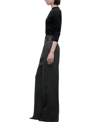 Victoria Beckham Ethel Wide-leg Trousers In Dark Virgin Wool - Grey